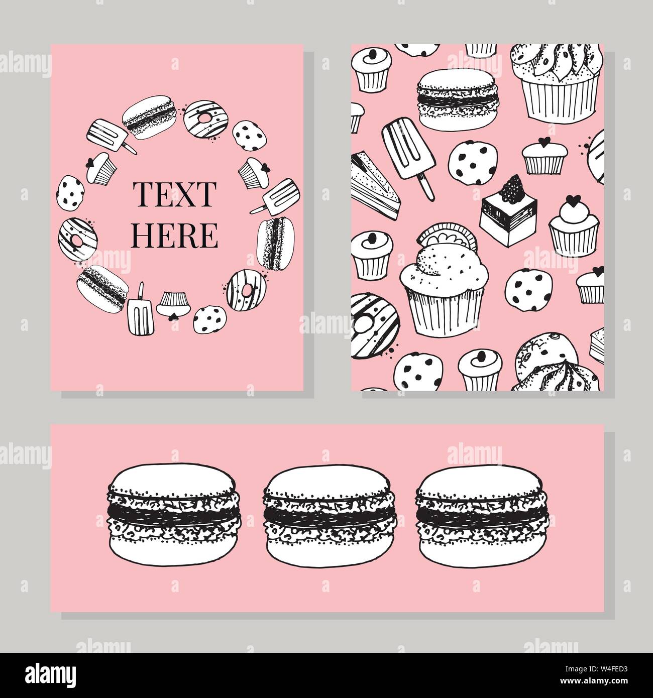 Bakery shop or pastry patisserie banners and posters templates set ...