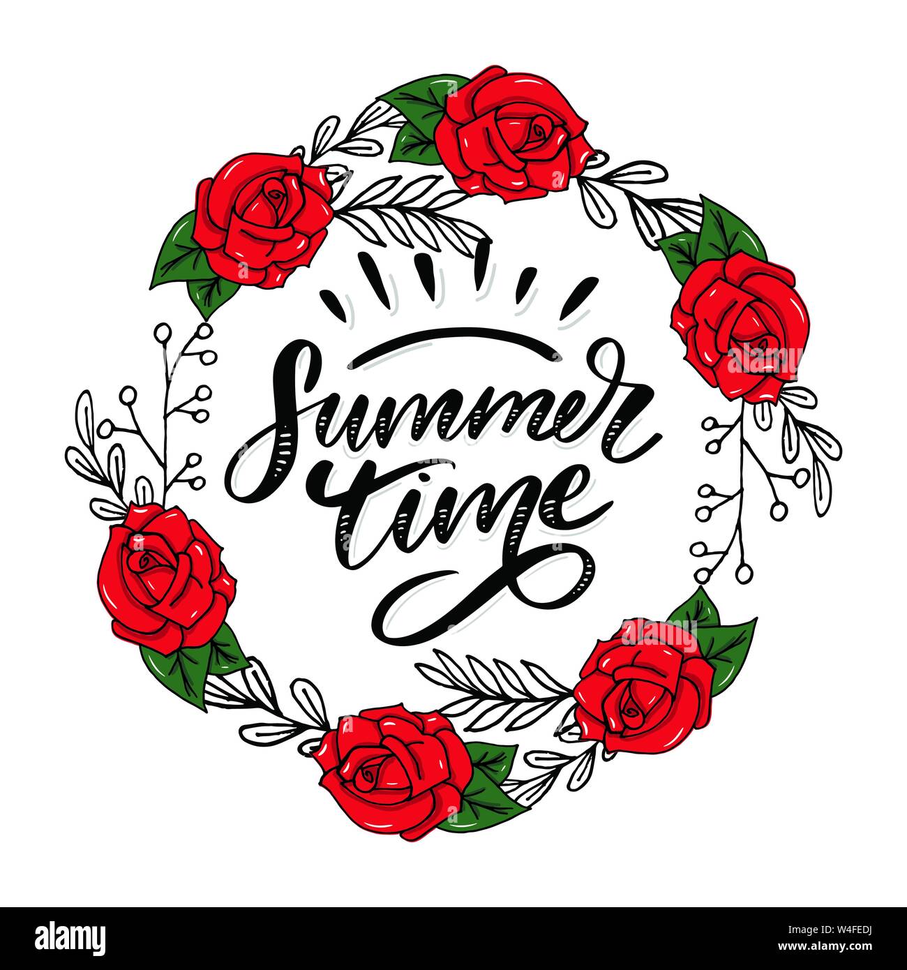 Summer time vector text lettering calligraphy letters black Stock ...