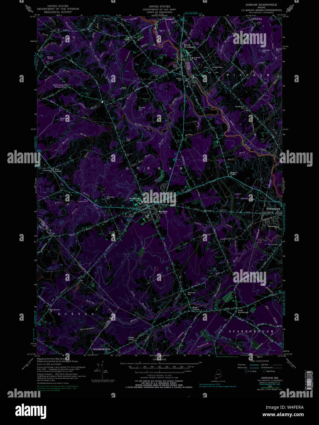 Maine USGS Historical Map Gorham 105164 1957 24000 Inversion ...