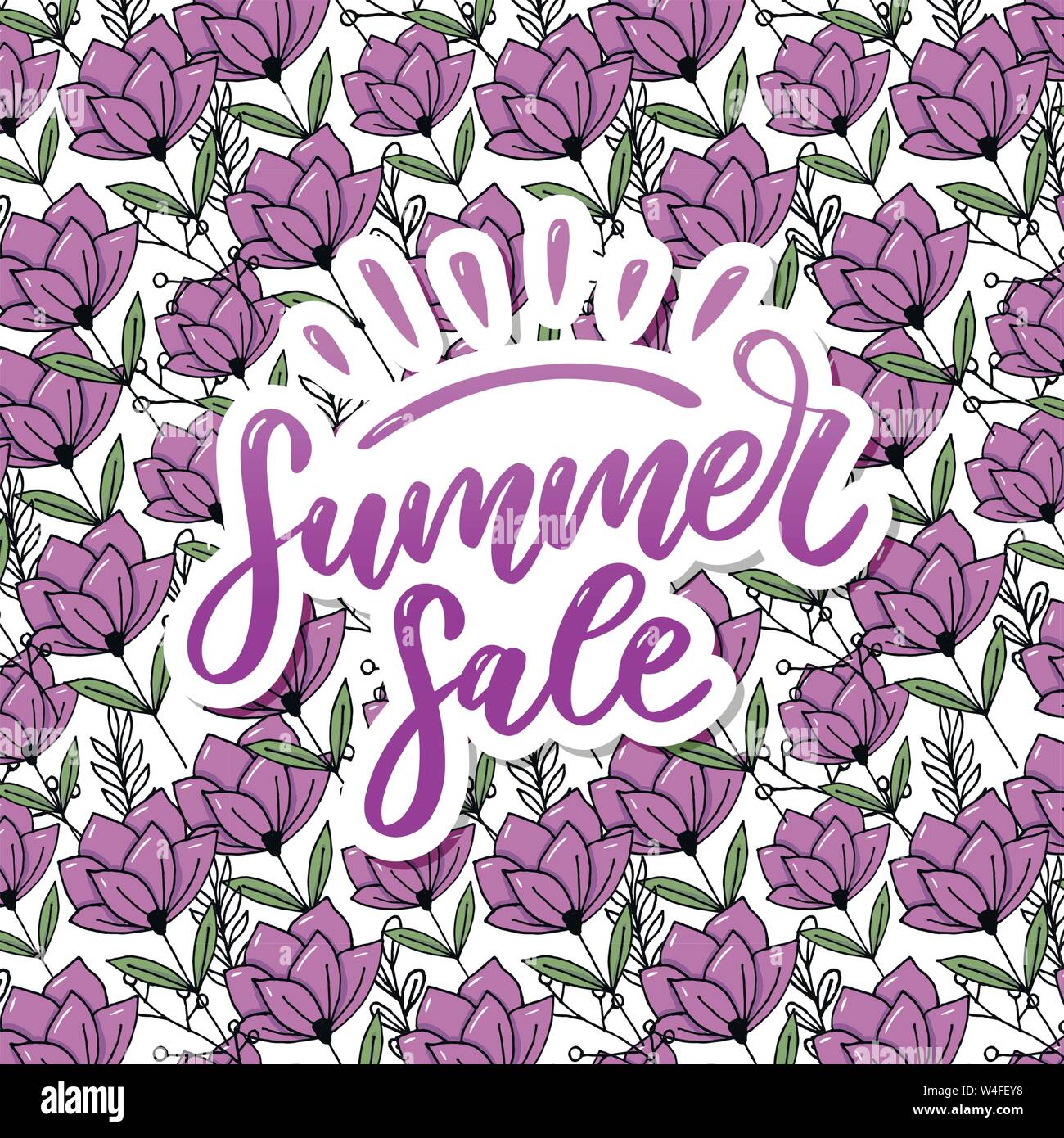 Vector word Summer sale .Letters made of flowers and leaves on a white ...