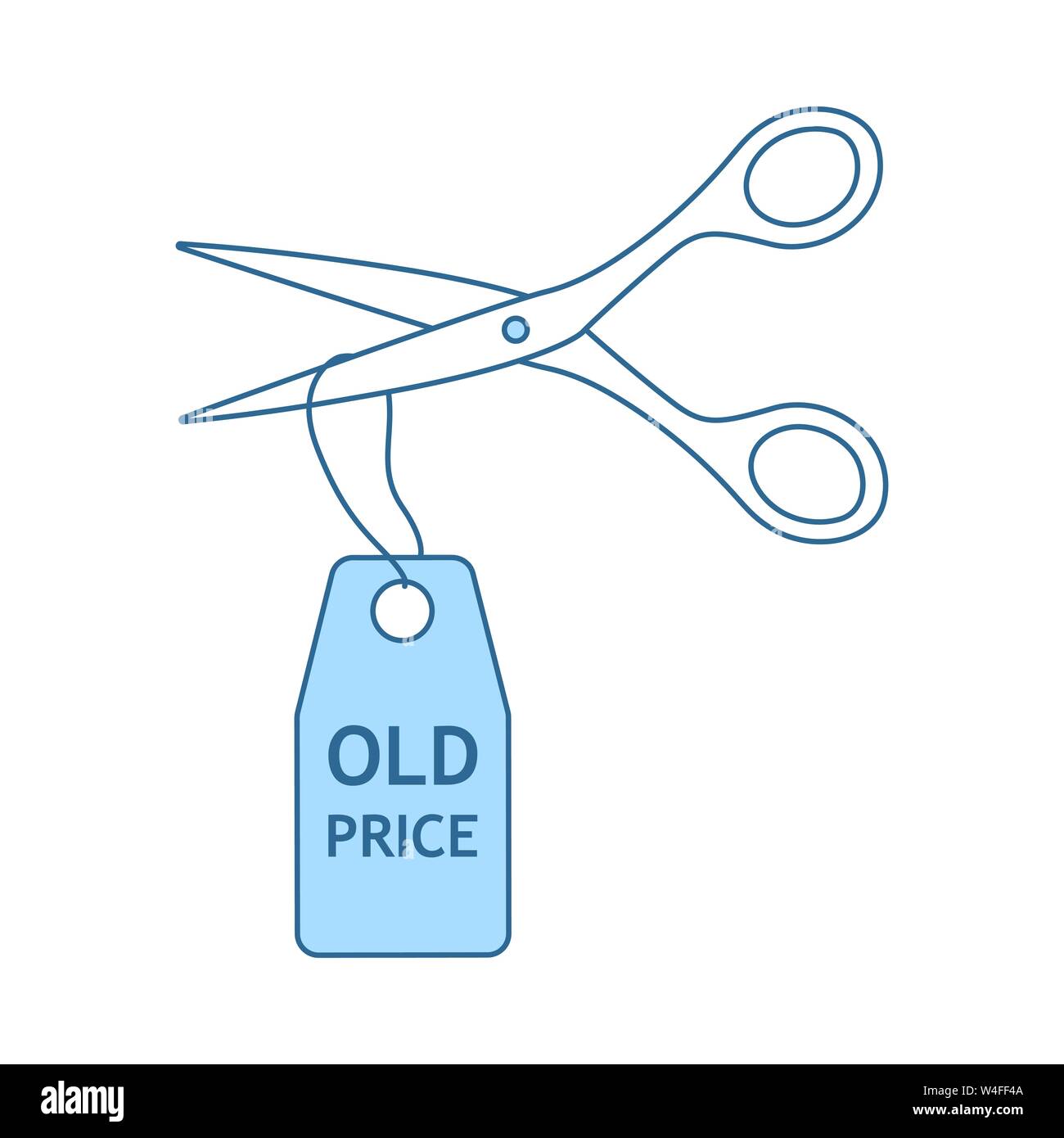 Scissors Cut Old Price Tag Icon. Thin Line With Blue Fill Design ...