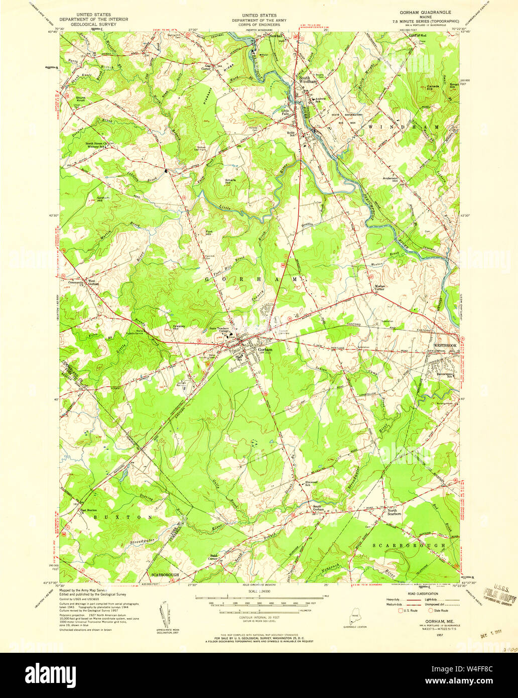Maine USGS Historical Map Gorham 806721 1957 24000 Restoration Stock ...