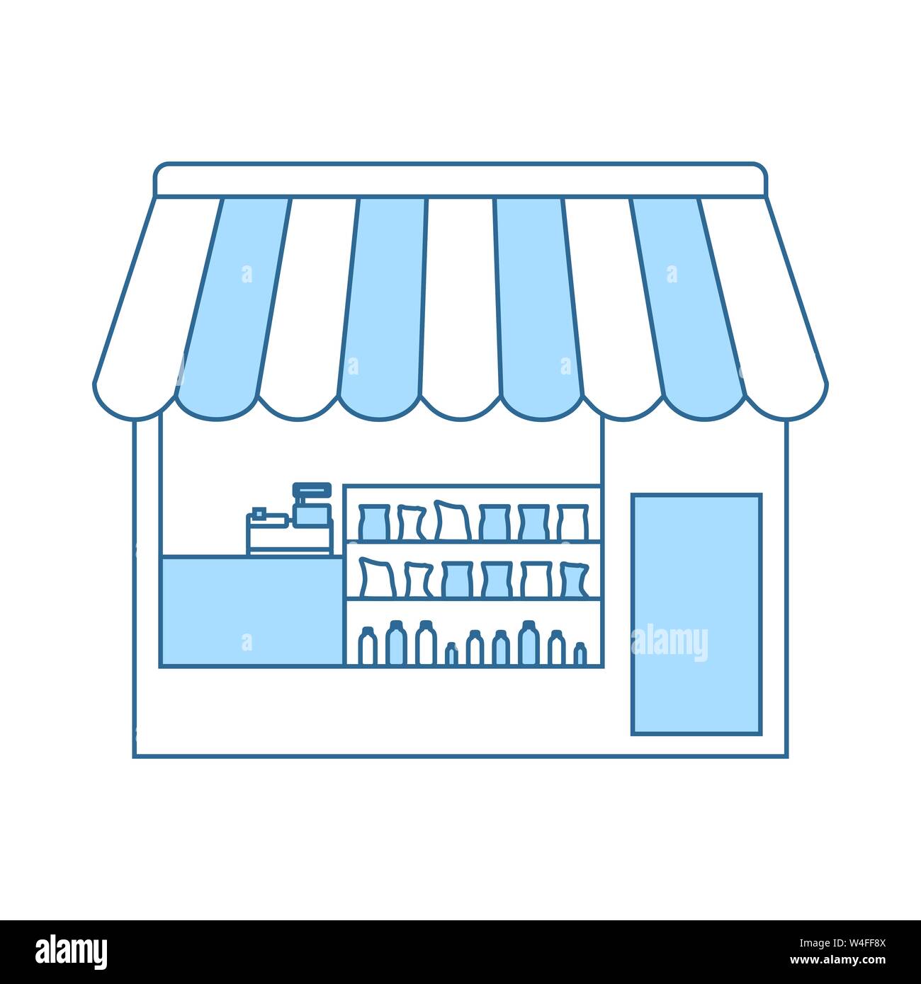 Tent Shop Icon. Thin Line With Blue Fill Design. Vector Illustration ...