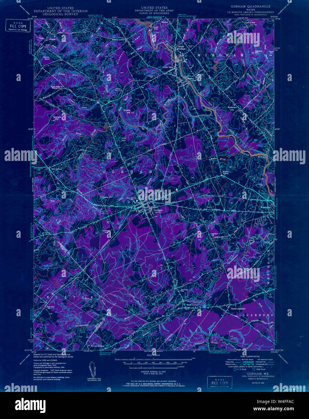 Maine USGS Historical Map Gorham 806722 1950 24000 Inversion ...