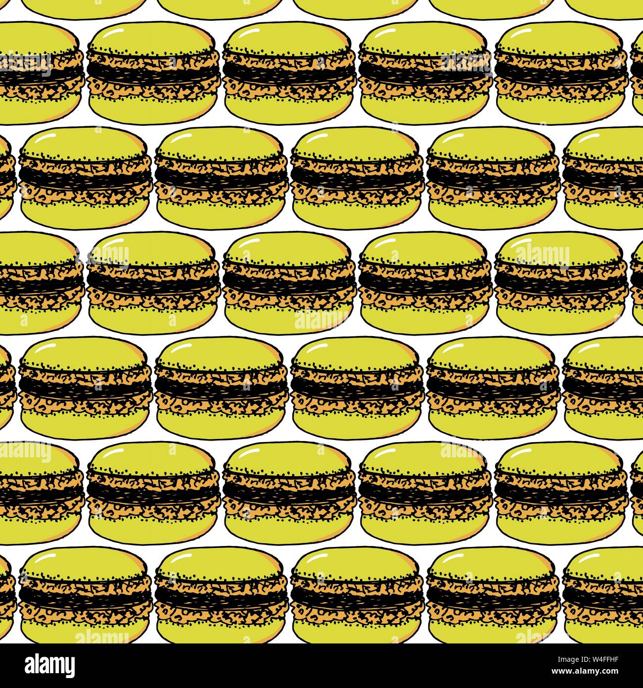 pattern with colorful macaroon cookies on white. Vector illustration ...