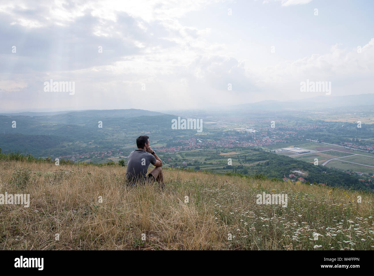 Hiker on the mountain Stock Photo - Alamy