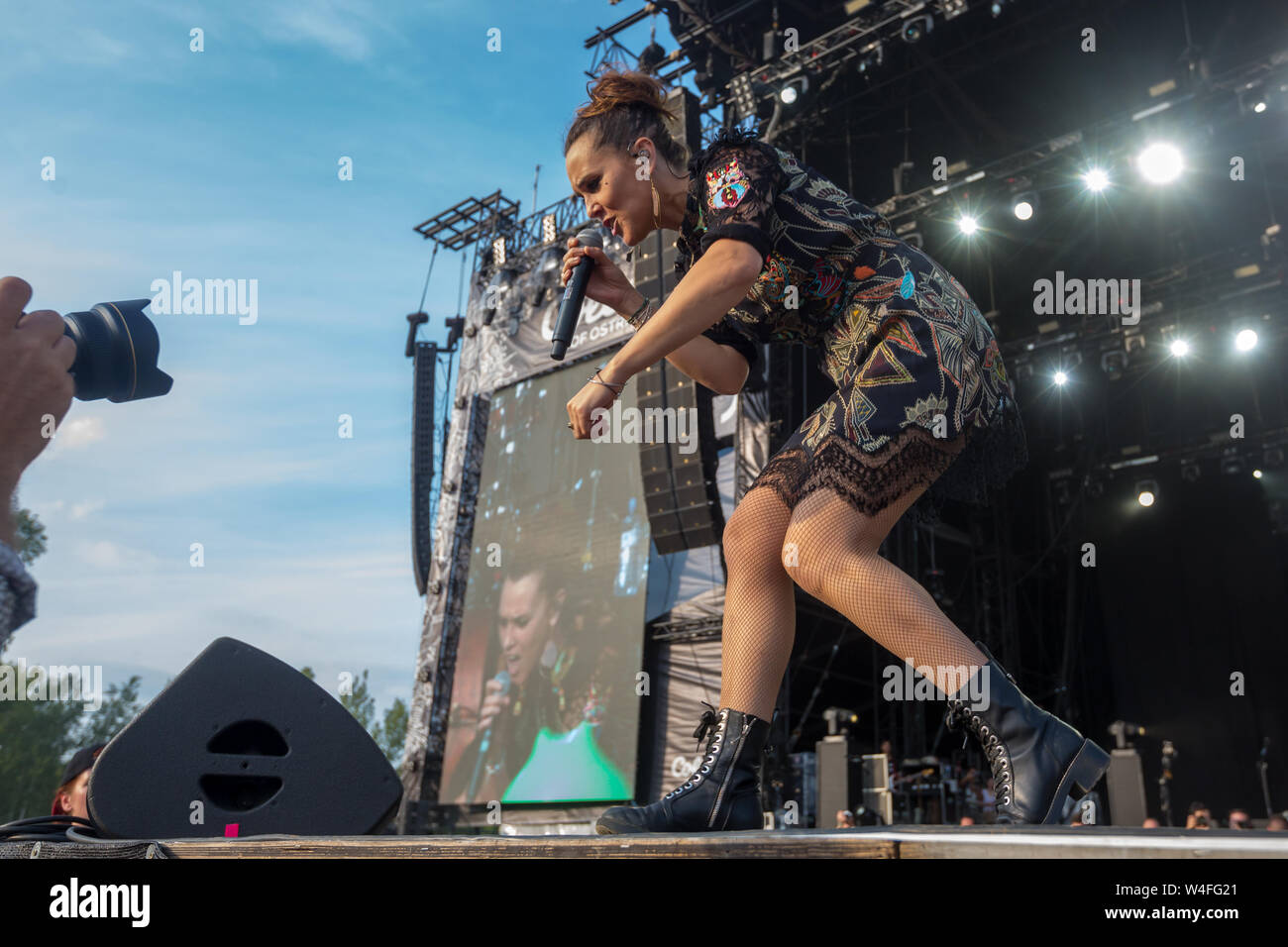 French singer Zaz performs during the Colours of Ostrava 2019 ...