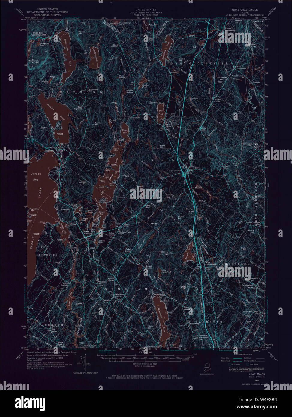 Maine USGS Historical Map Gray 306590 1957 62500 Inversion Restoration ...