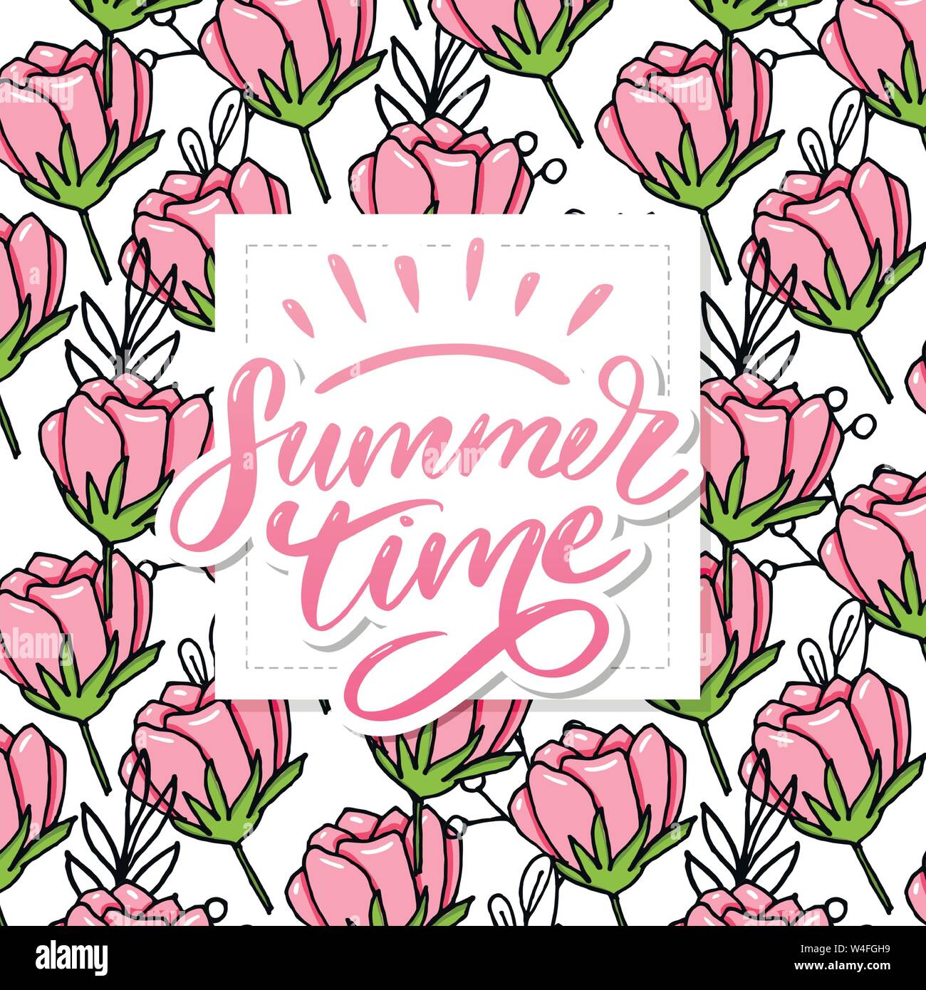 Summer time vector text lettering calligraphy letters black Stock ...