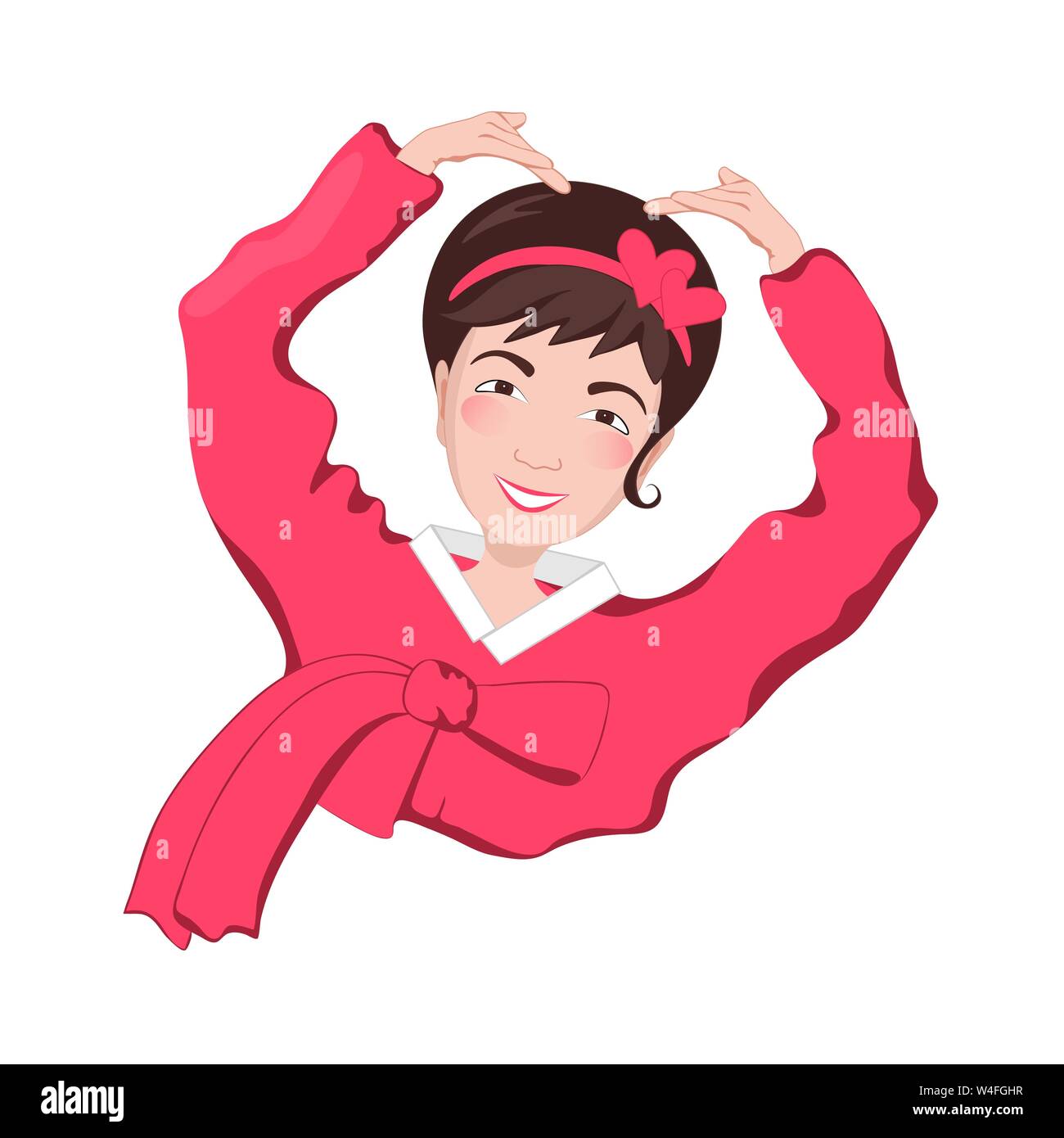 Illustration of an Asian girl With Hands Over Her Head Forming a Big ...