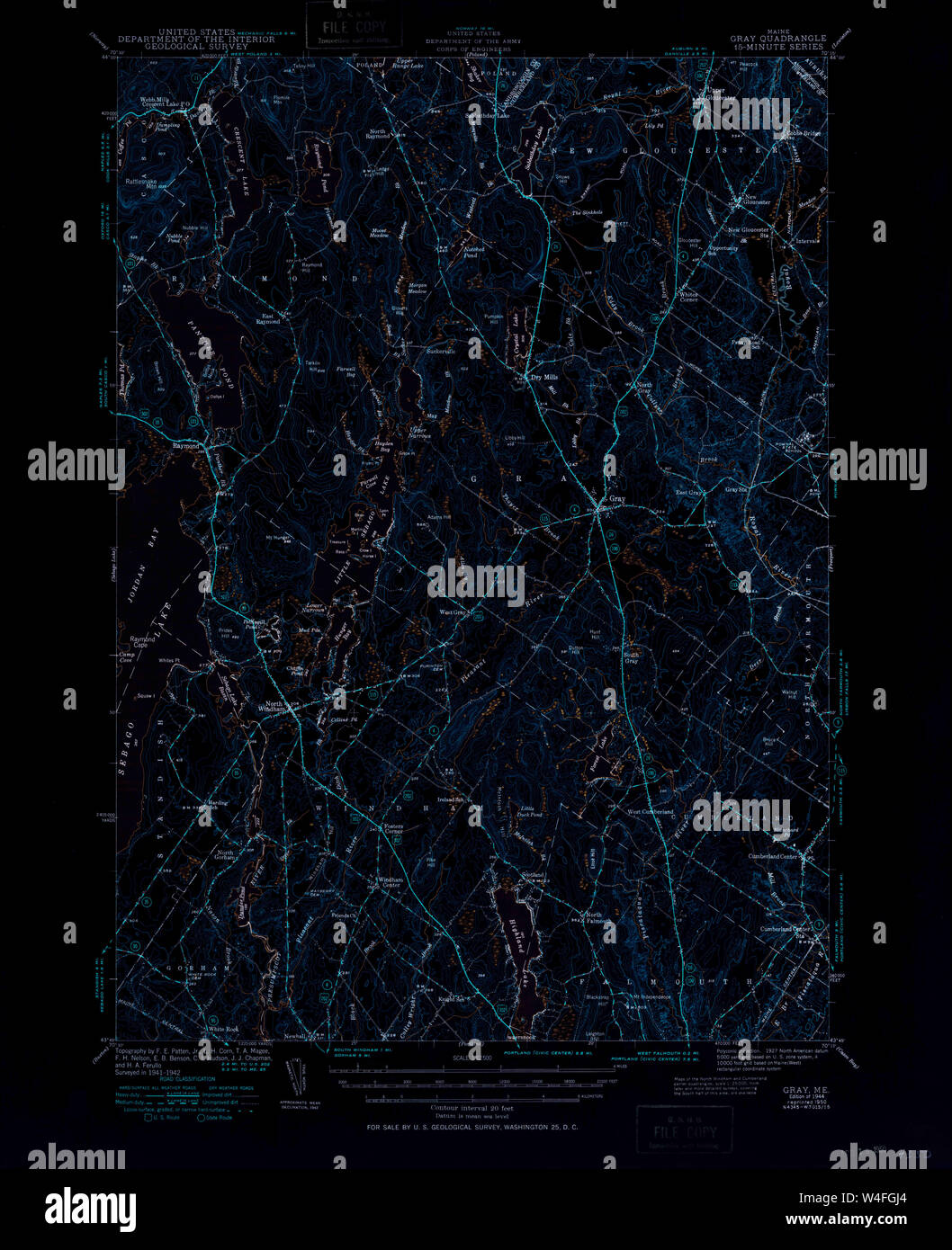 Maine USGS Historical Map Gray 460447 1944 62500 Inversion Restoration ...