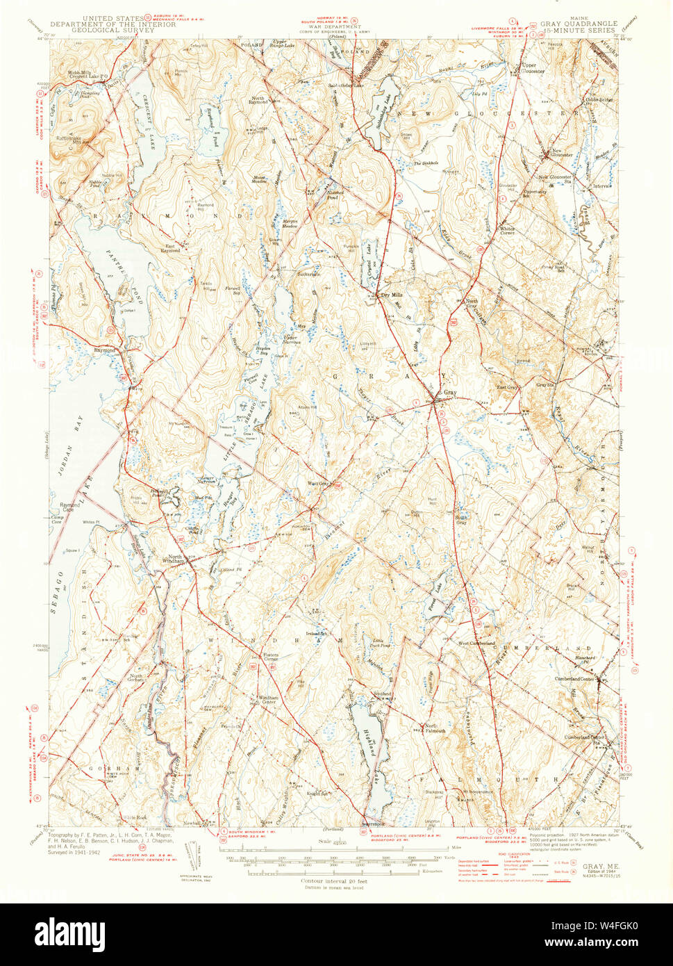 Maine USGS Historical Map Gray 460446 1944 62500 Restoration Stock ...