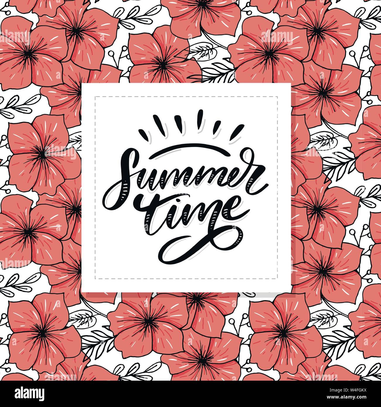 Summer time vector text lettering calligraphy letters black Stock ...