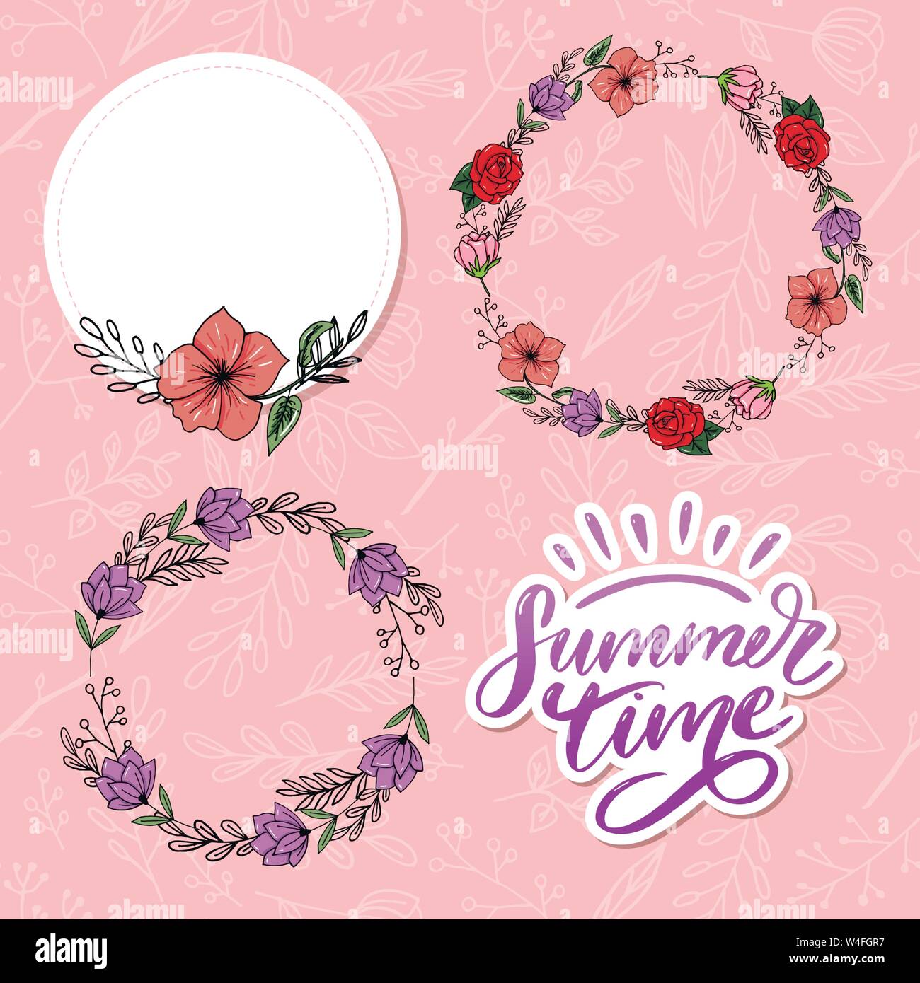 Summer time vector text lettering calligraphy letters black Stock ...