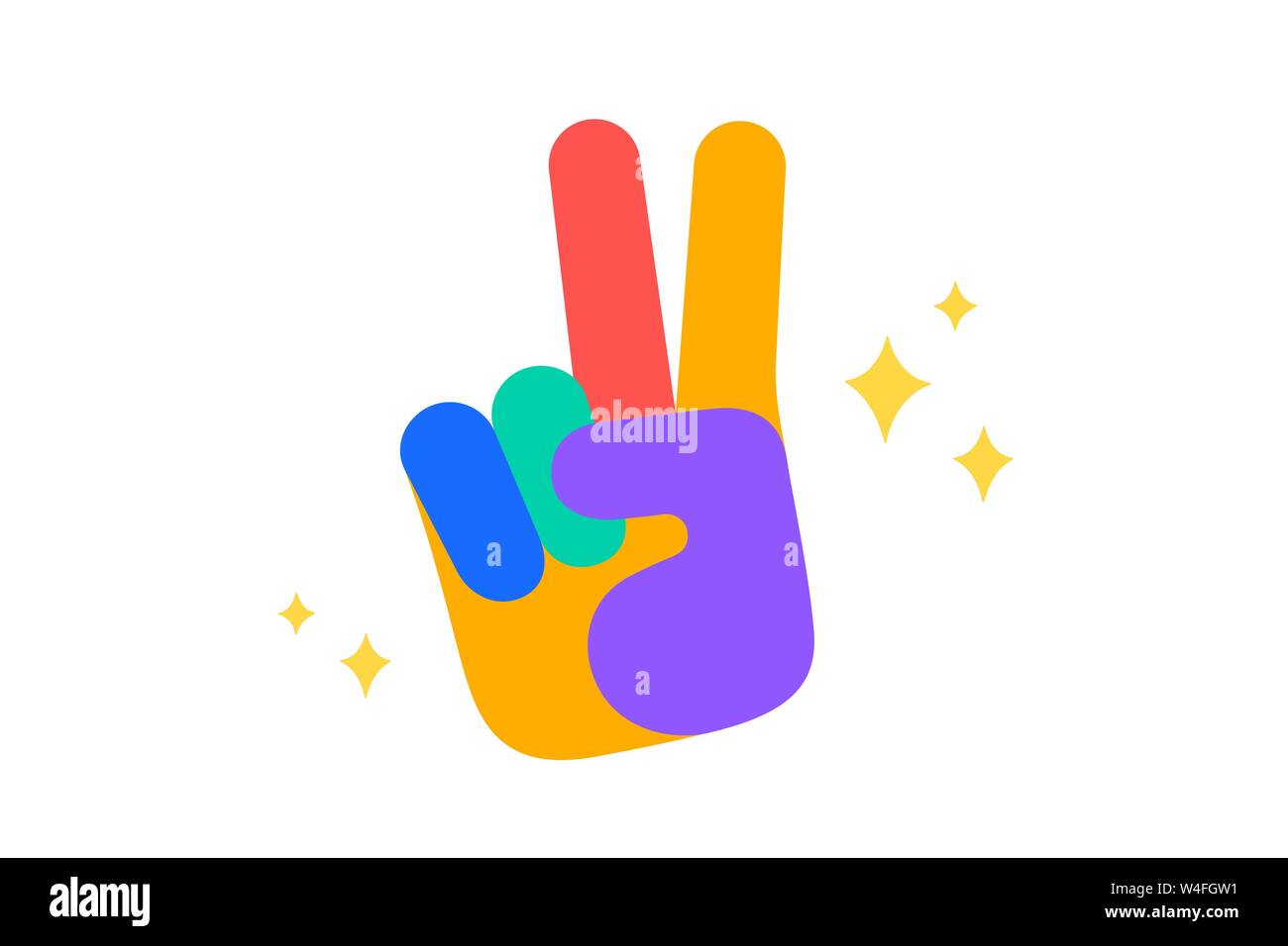 Hand sign rock. Fun Sticker. Colorful fun sticker - hand up sign Rock ...