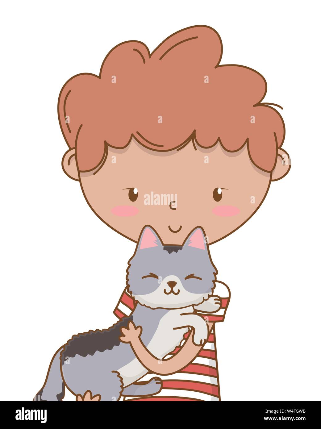 Boy with cat cartoon design, Mascot pet animal domestic cute life ...