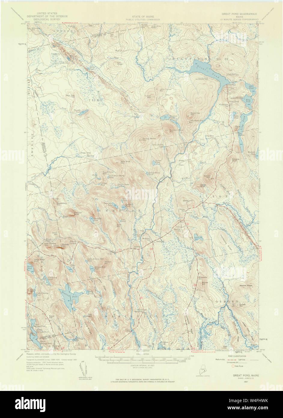 Maine USGS Historical Map Great Pond 306592 1957 62500 Restoration ...