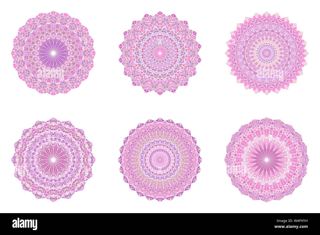 Ornate triangle ornament mandala set - polygonal circular round ...