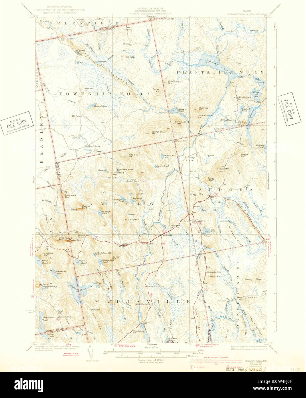 Maine USGS Historical Map Great Pond 460454 1932 62500 Restoration ...