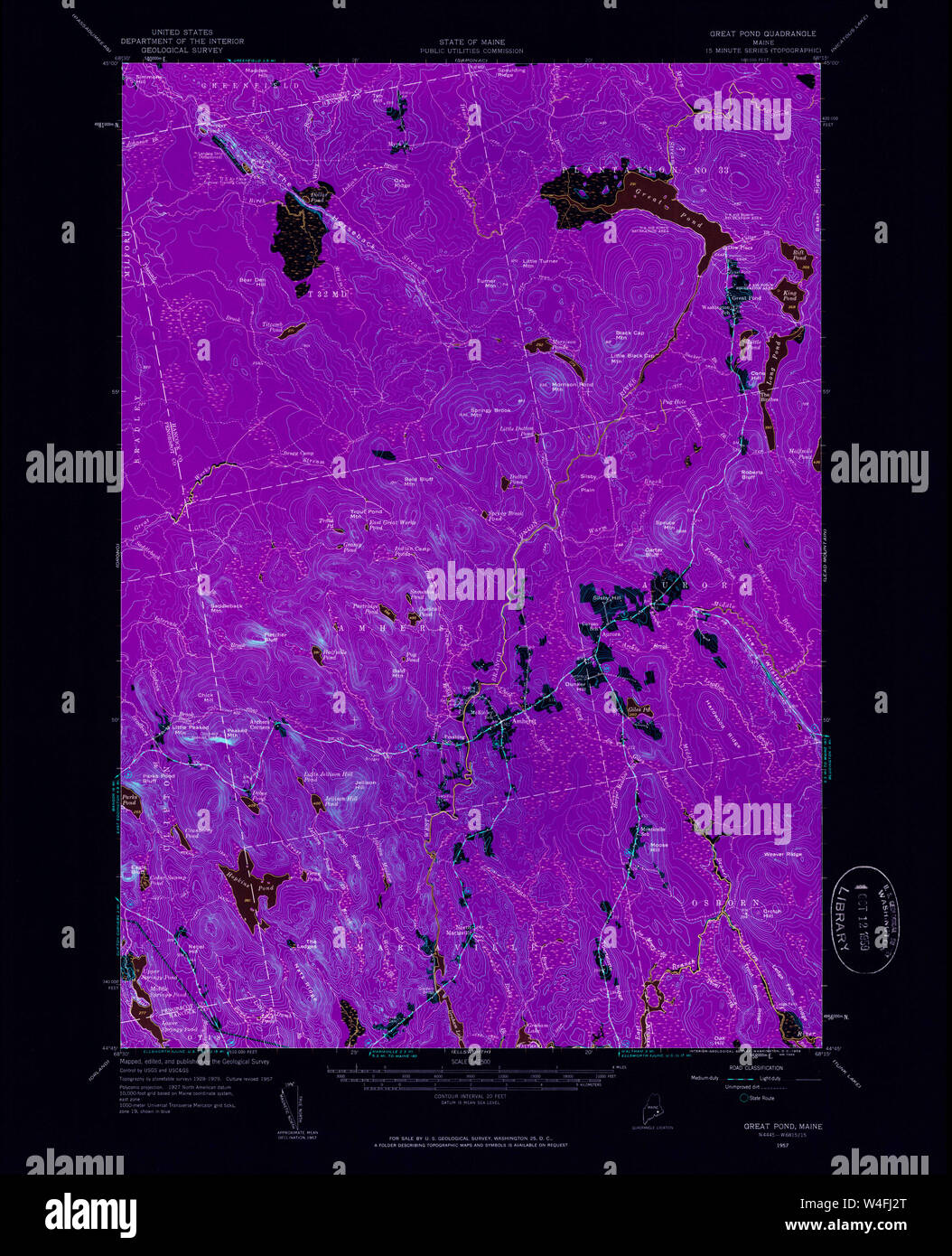 Maine USGS Historical Map Great Pond 460456 1957 62500 Inversion ...