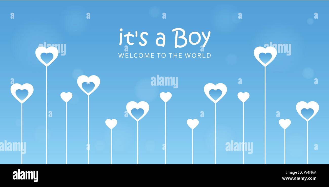 its a boy welcome greeting card for childbirth with hearts vector ...