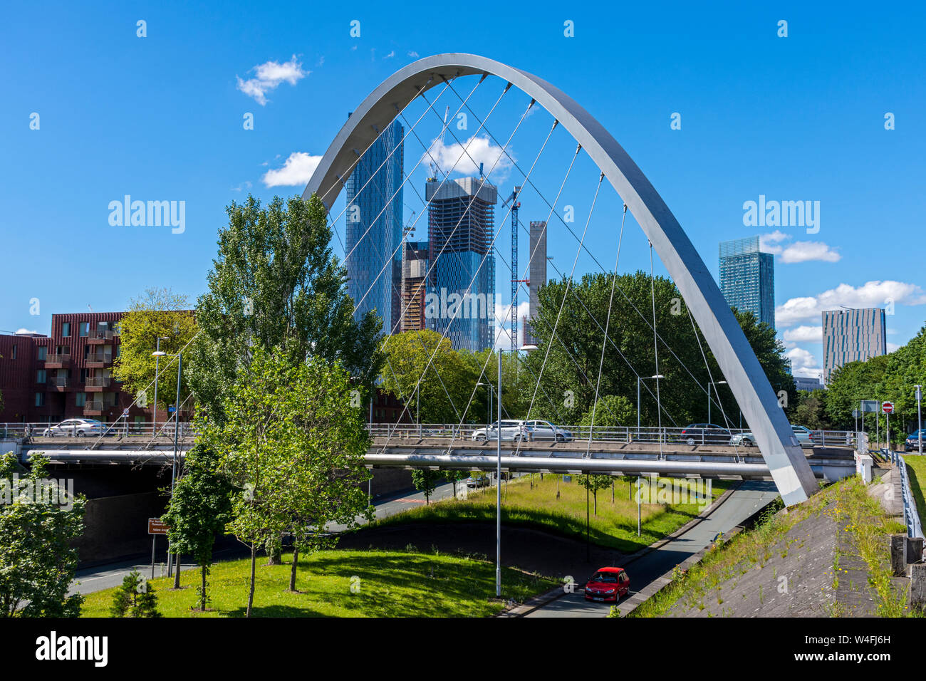 The Hulme Arch bridge, Hulme, Stretford Road, Manchester, England, UK ...