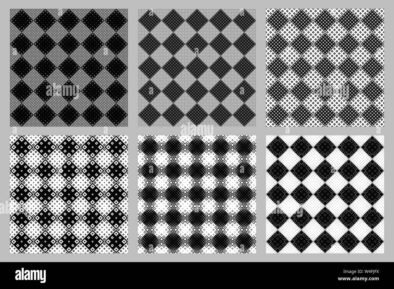 Seamless Geometrical Diagonal Square Pattern Background Design Set Abstract Vector
