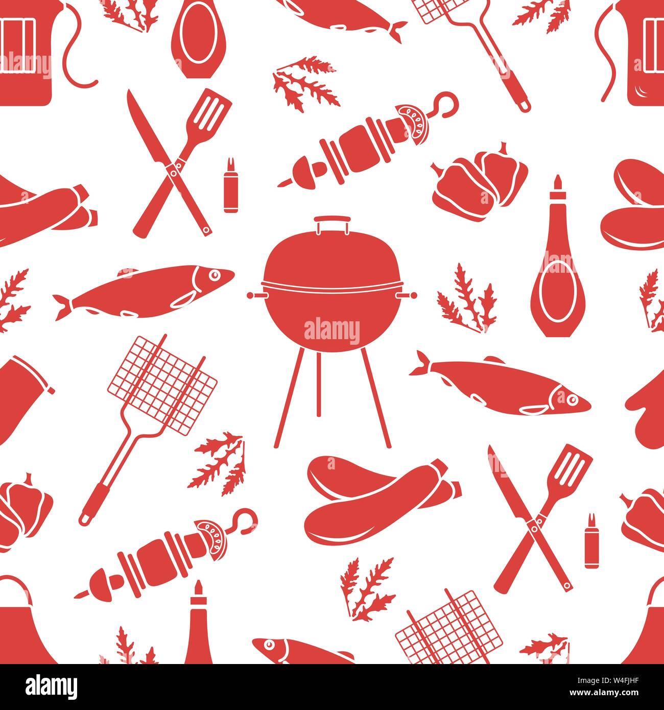 Seamless pattern with grill and barbecue tools. BBQ party background ...