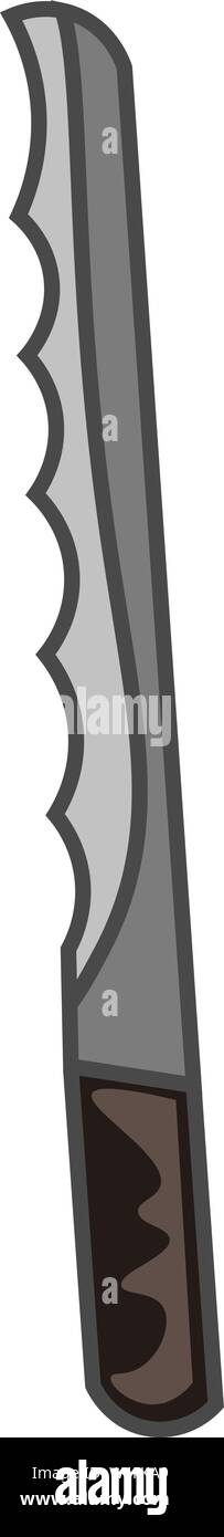 A new and very long saw knife, vector, color drawing or illustration ...