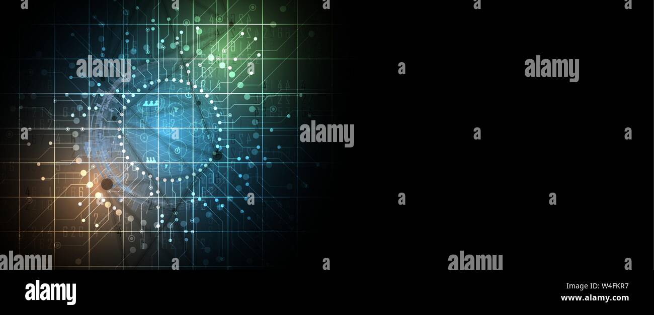 Abstract Artificial intelligence. Technology web background. Virtual ...