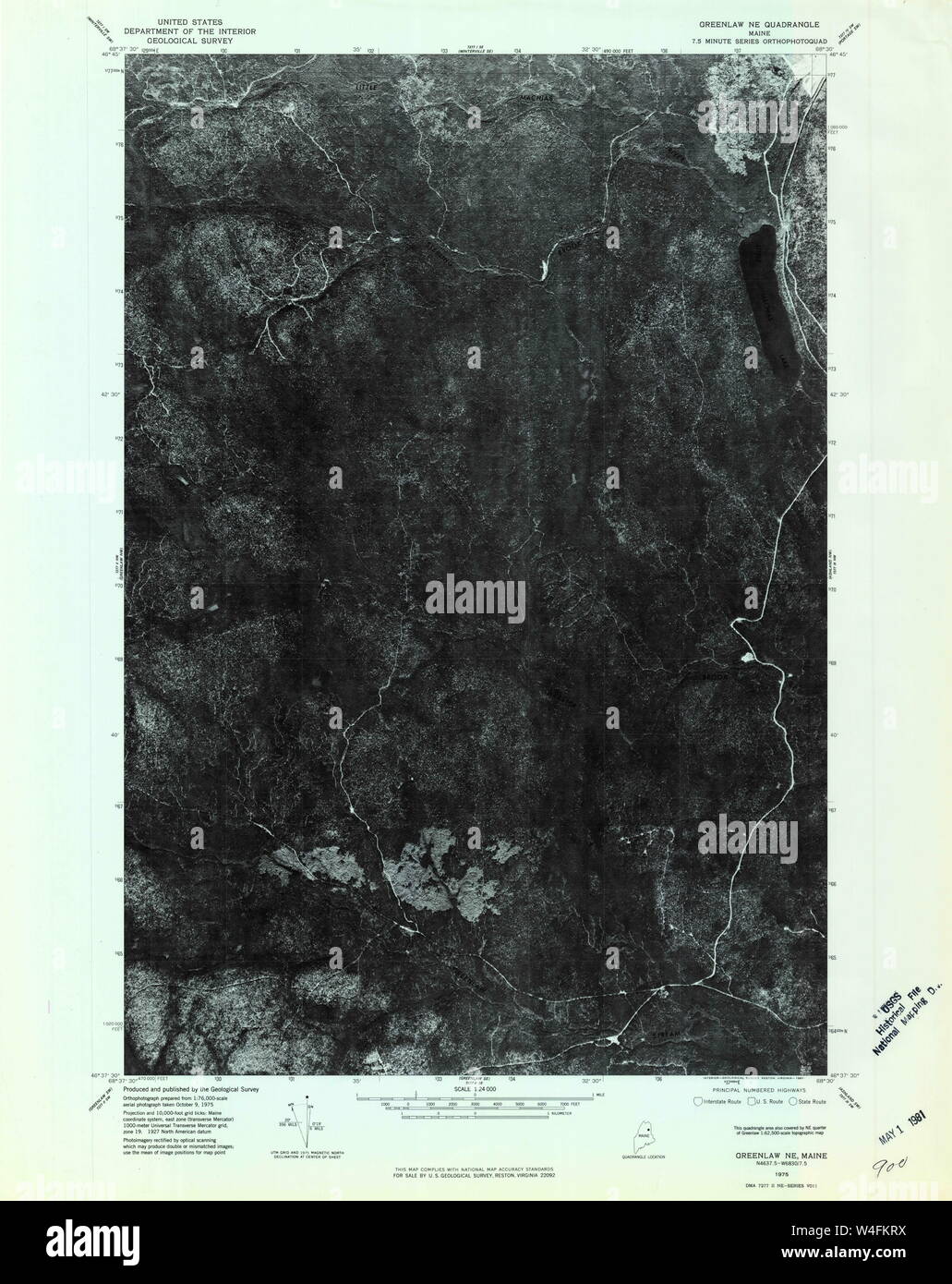 Maine USGS Historical Map Greenlaw NE 806737 1975 24000 Restoration ...