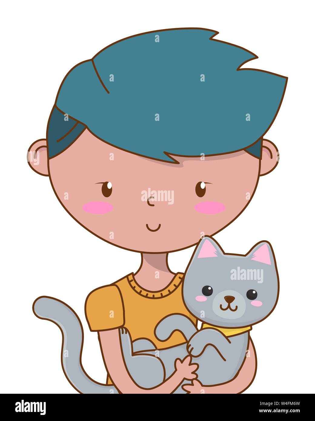 Boy with cat cartoon design, Mascot pet animal domestic cute life ...