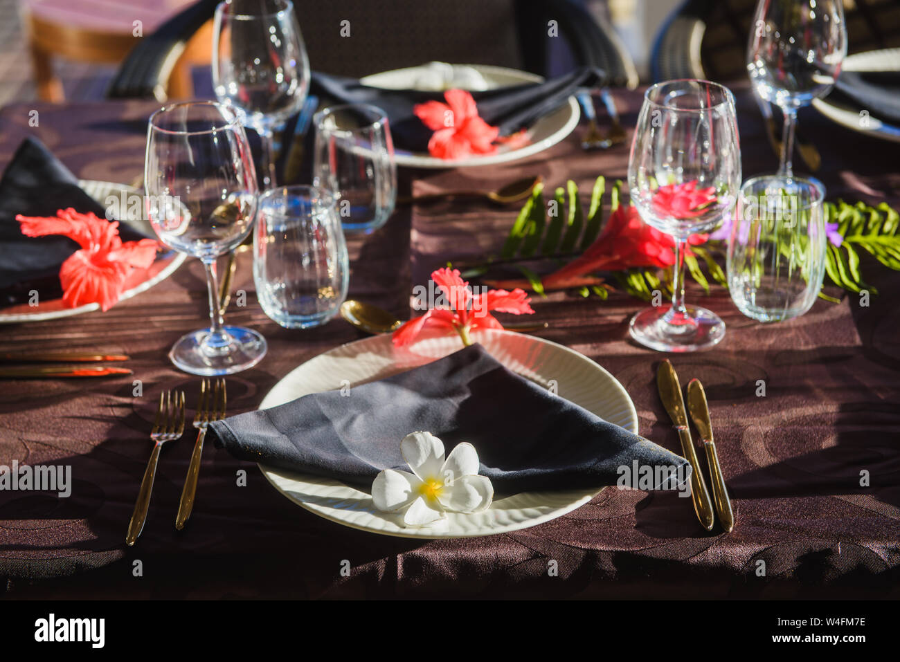 Dining table frangipani hi-res stock photography and images - Alamy