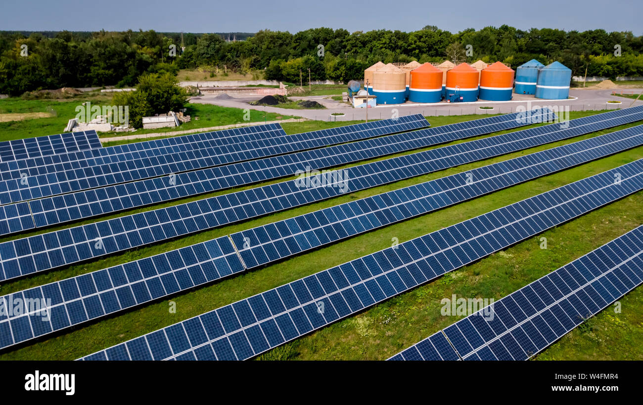 Aerial green rural and solar photovoltaic panel Stock Photo - Alamy