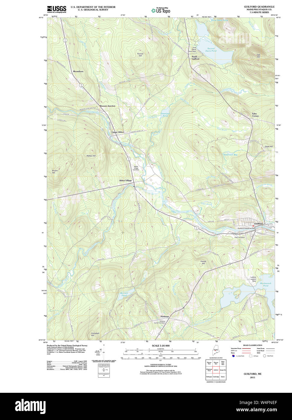 Maine USGS Historical Map Guilford 20110831 TM Restoration Stock Photo ...