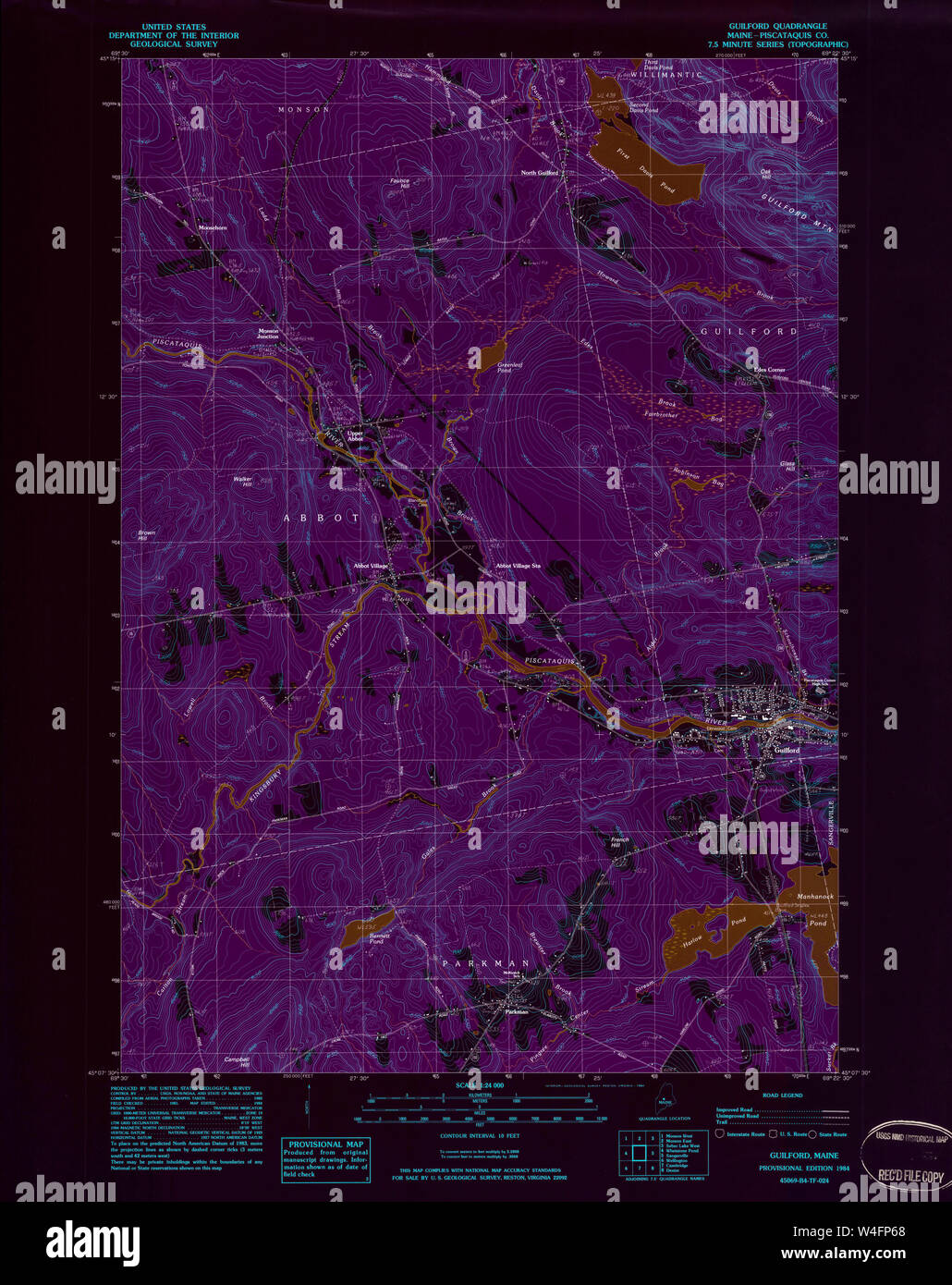 Maine USGS Historical Map Guilford 806743 1984 24000 Inversion ...