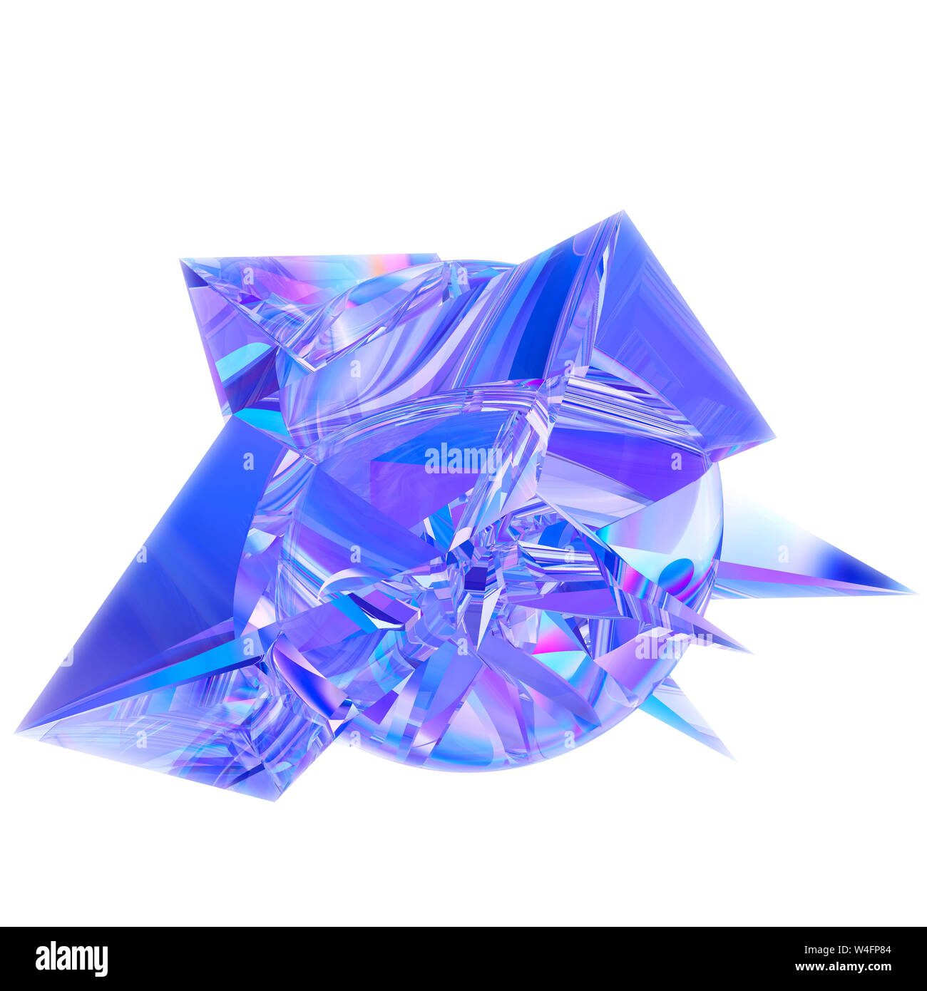 Crystal-like black and white shape isolated on white background. It can ...