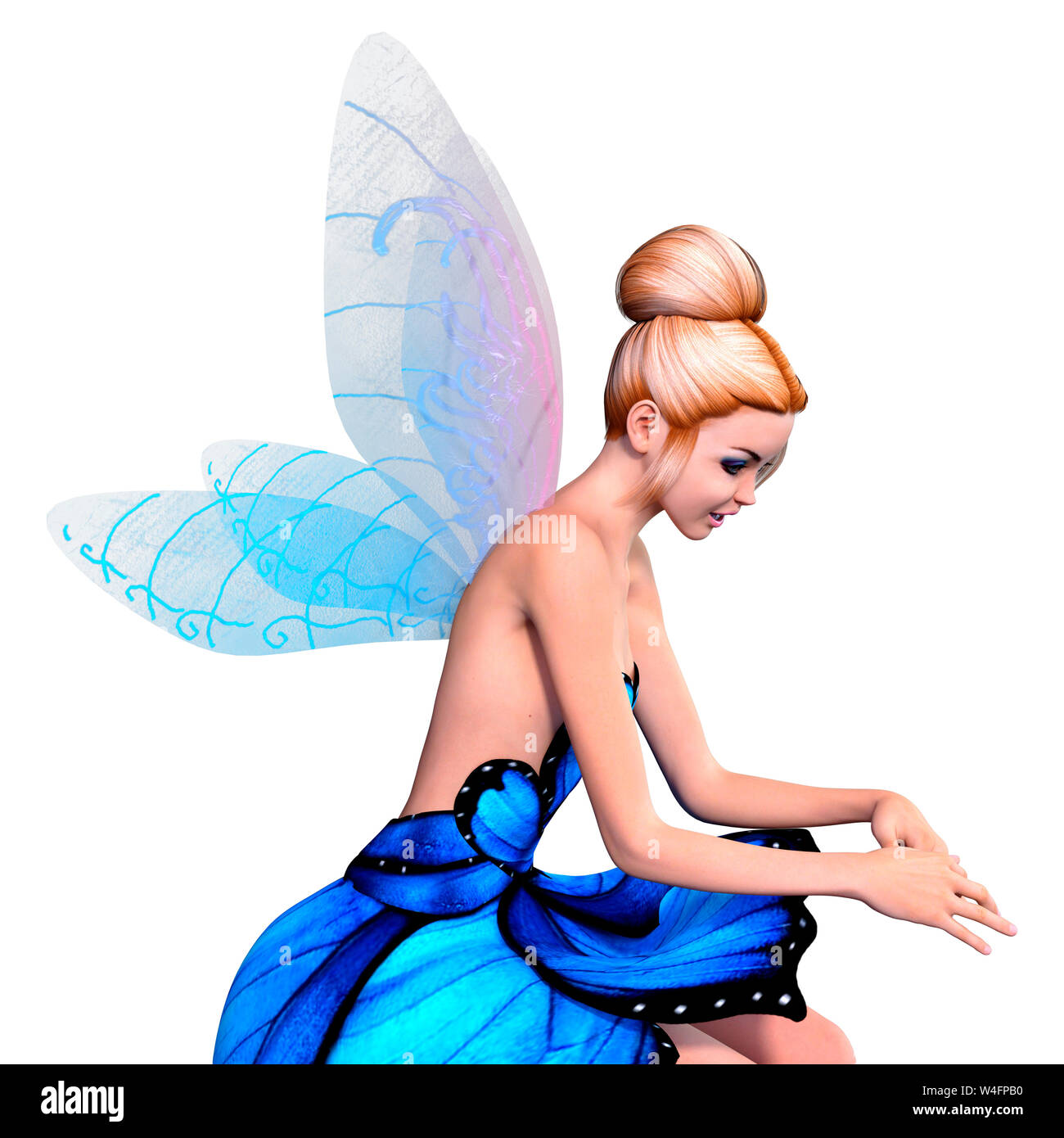 3D rendering of a beautiful fantasy fairy isolated on white background ...