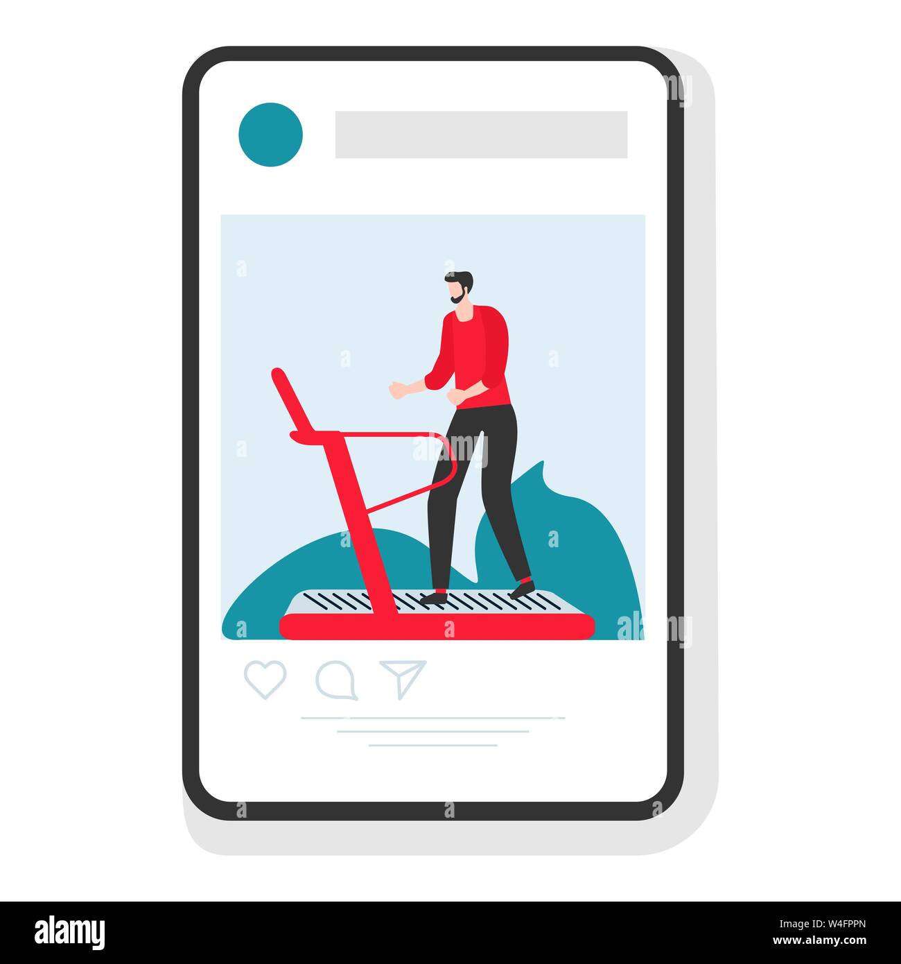 Vector illustration with man engaged on treadmill in the gym. Sports ...