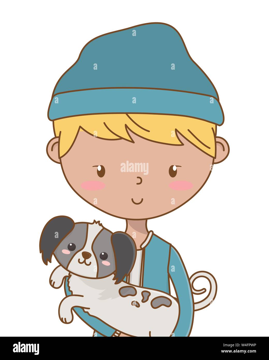 Boy with dog cartoon design, Mascot pet animal nature cute and puppy ...