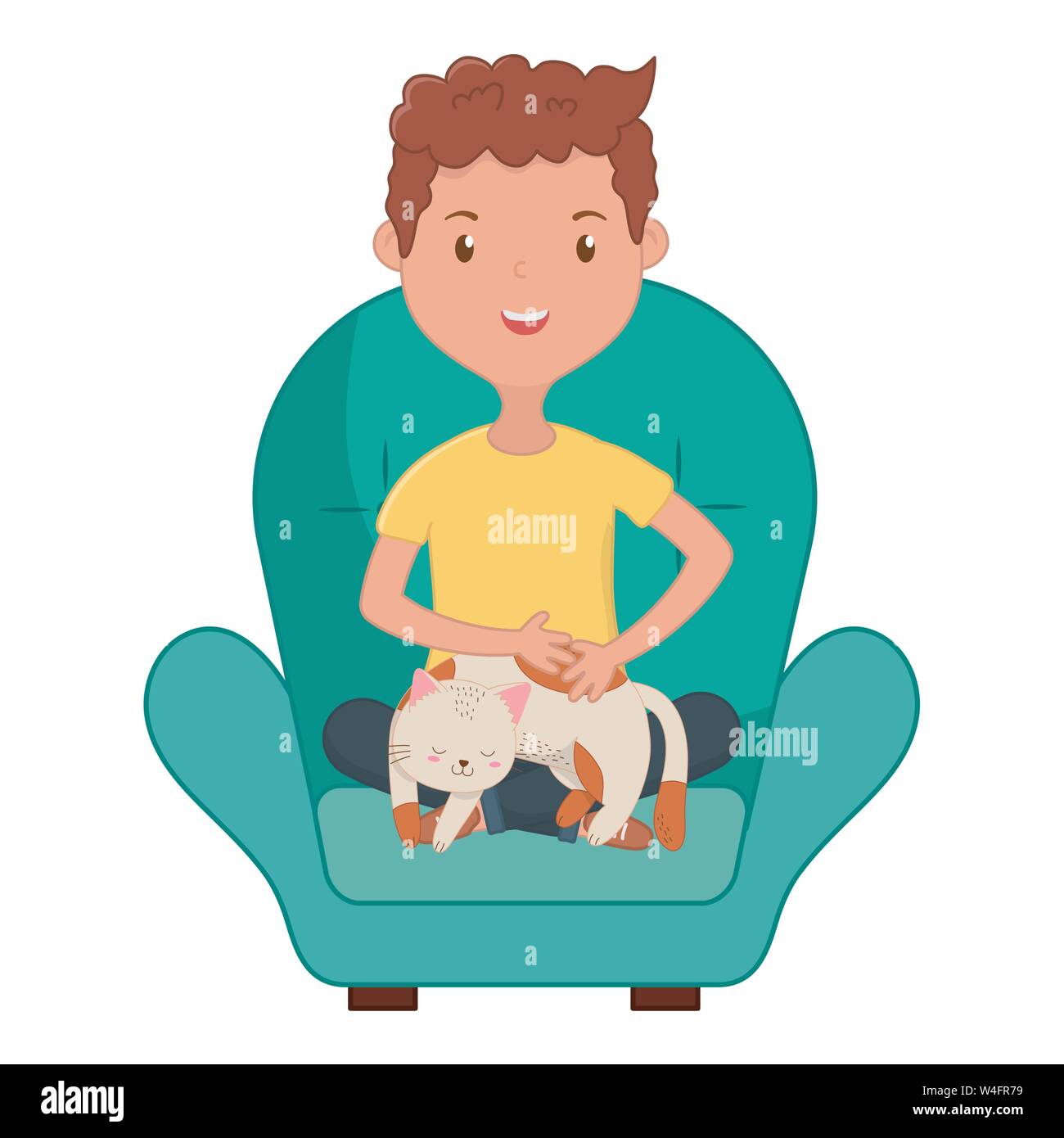 Boy with cat cartoon design, Mascot pet animal domestic cute life ...