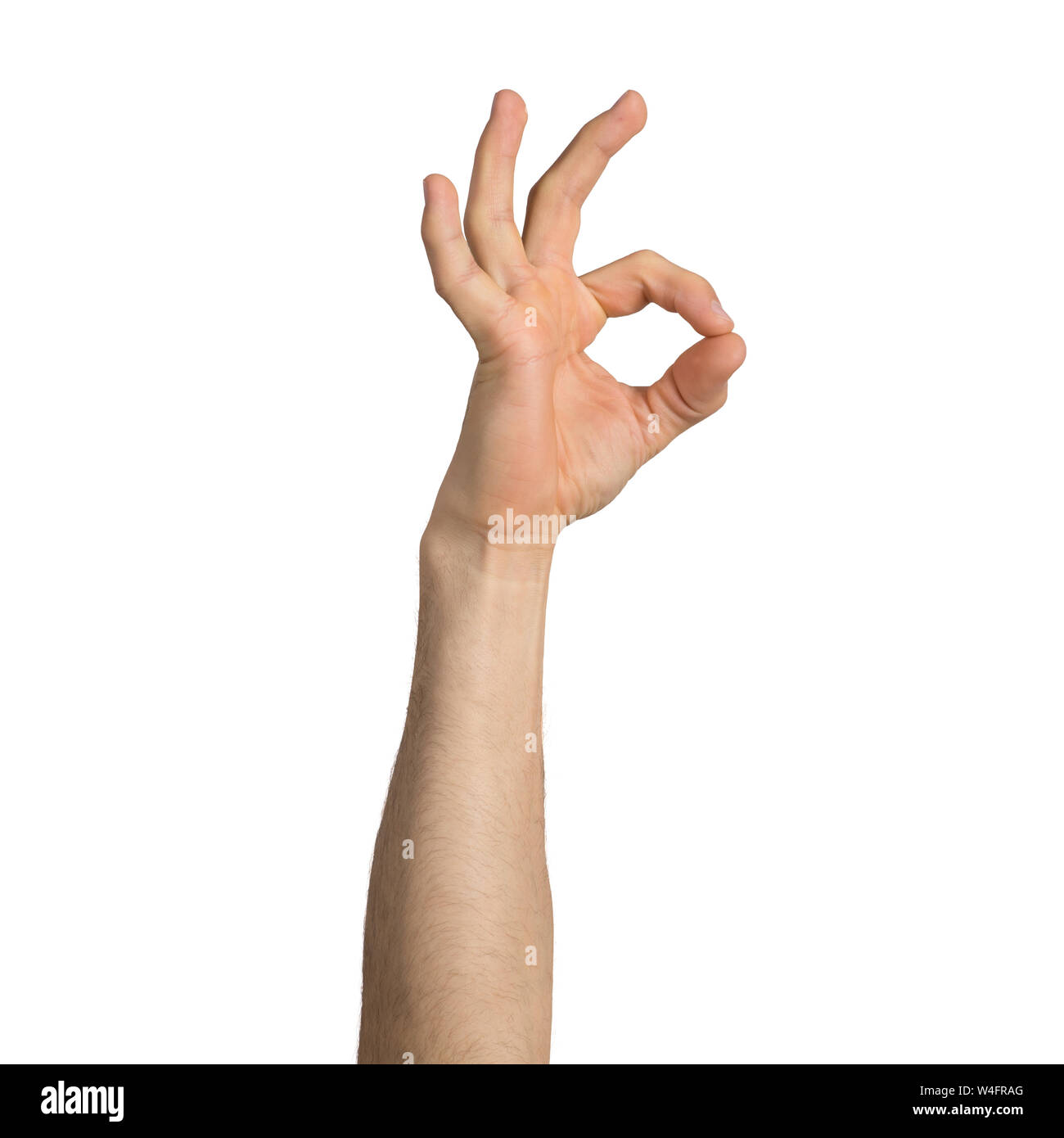 Adult man hand showing Okay gesture. Agreement and approval sign. Human ...