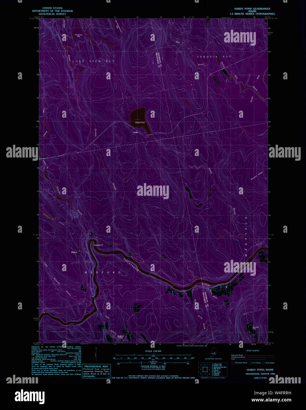 Maine USGS Historical Map Hardy Pond 105194 1988 24000 Inversion ...