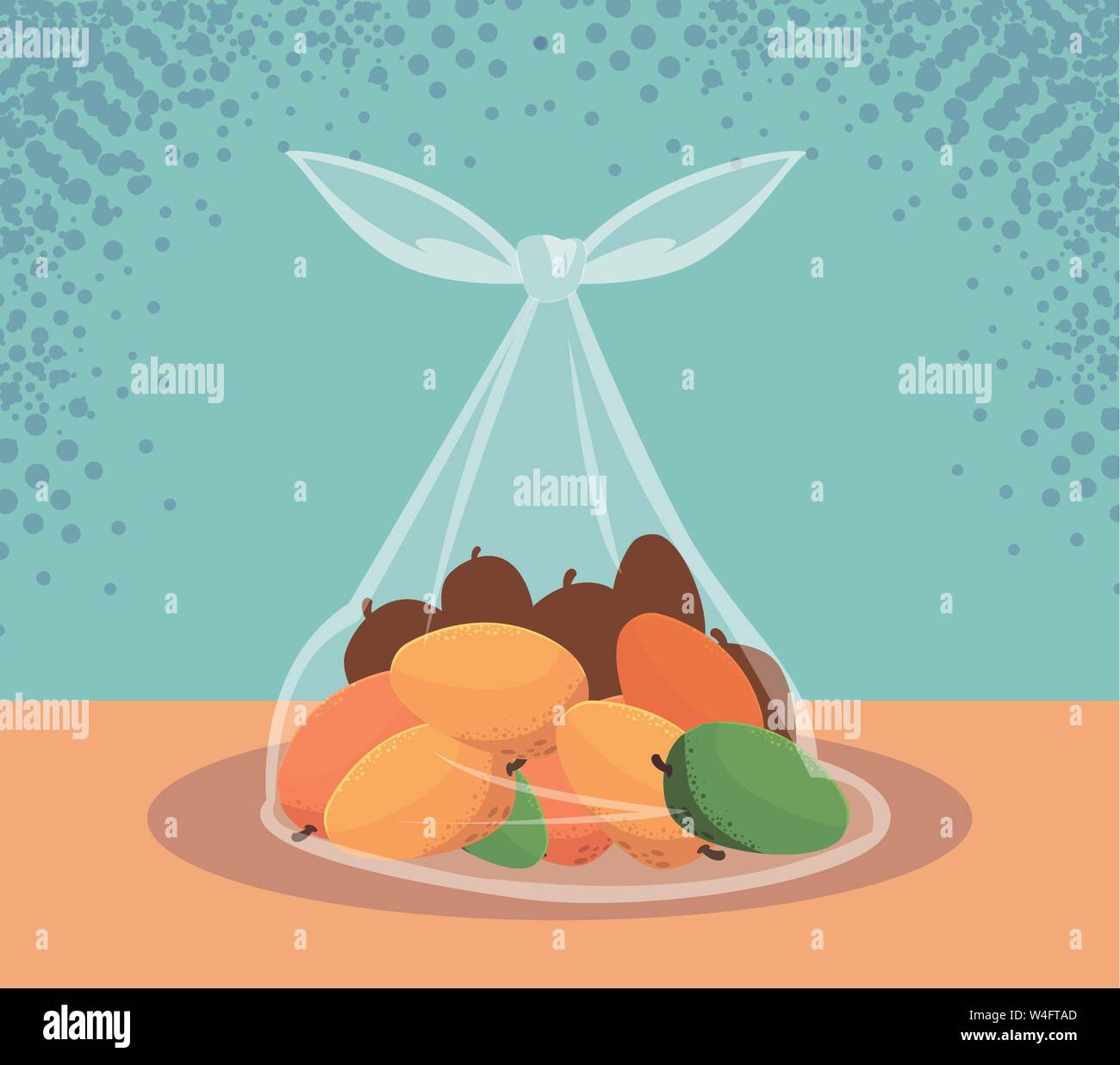fresh mangoes fruits in bag plastic vector illustration design Stock ...