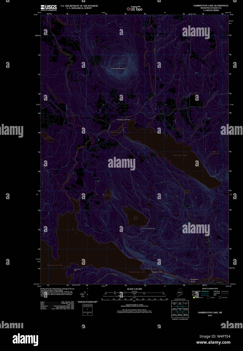 Maine USGS Historical Map Harrington Lake 20110831 TM Inversion ...