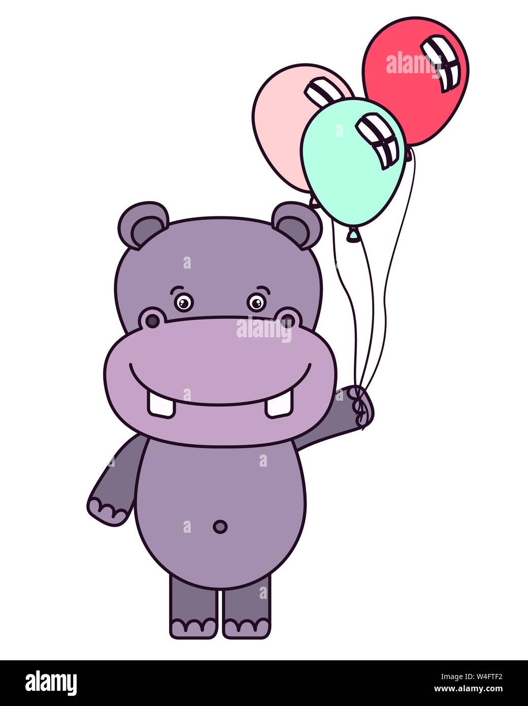 cute hippo with balloons helium Stock Vector Image & Art - Alamy