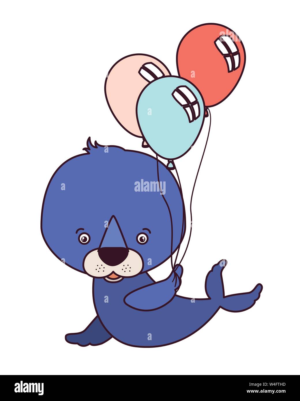 cute seal animal with balloons helium Stock Vector Image & Art - Alamy