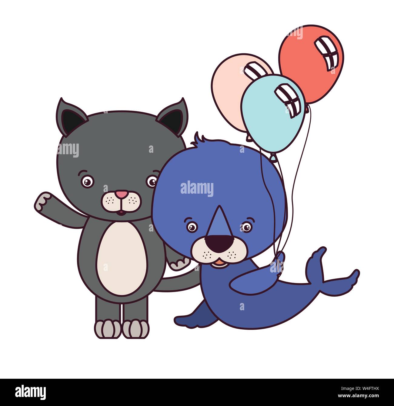 cute animals with balloons helium Stock Vector Image & Art - Alamy