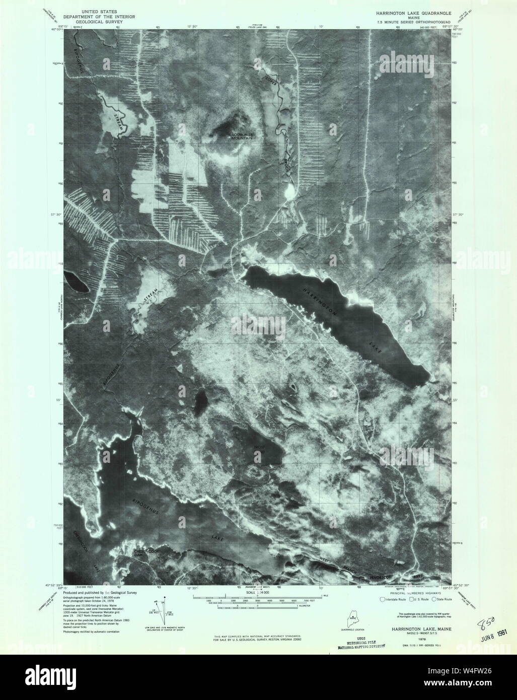 Maine USGS Historical Map Harrington Lake 806754 1978 24000 Restoration ...