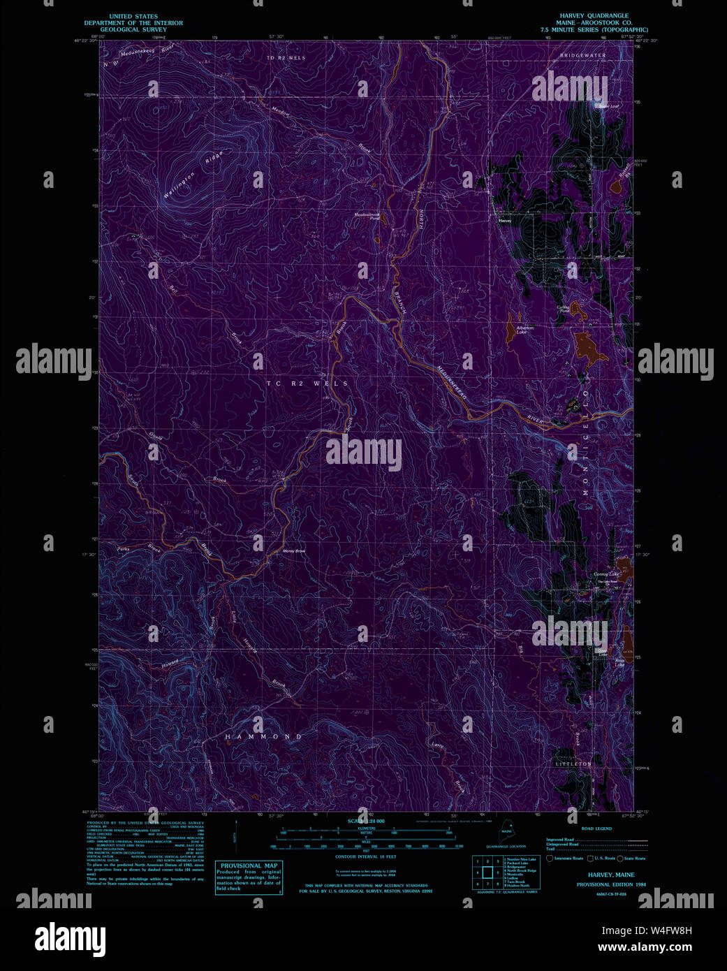 Maine USGS Historical Map Harvey 105202 1984 24000 Inversion ...